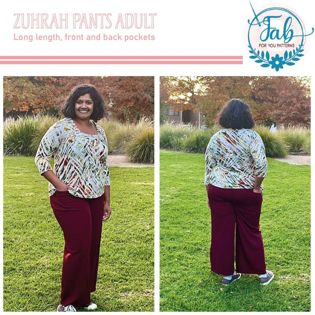 Zuhrah Adult Wide Leg Pants (EU28/US00 – EU60/US30) – Fab For You Patterns